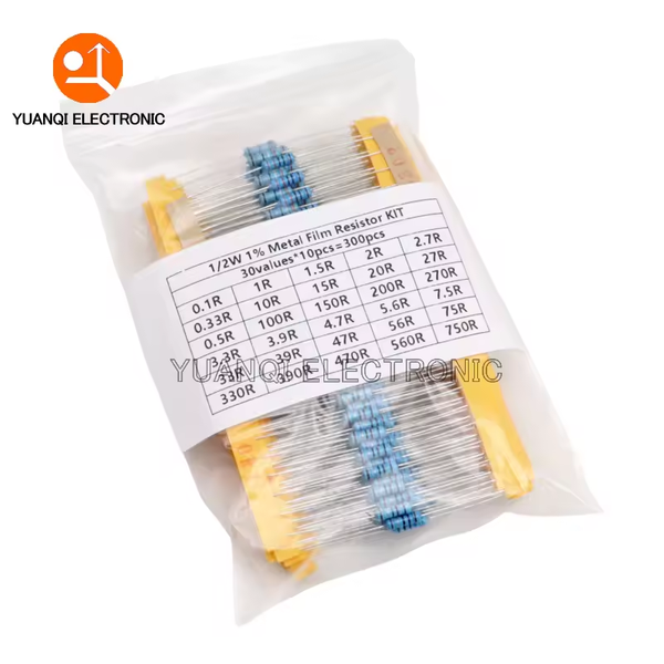 Precision 0.5W Metal Film Resistor Kit 0.1...750 Ω (30 Values 10 piece ...