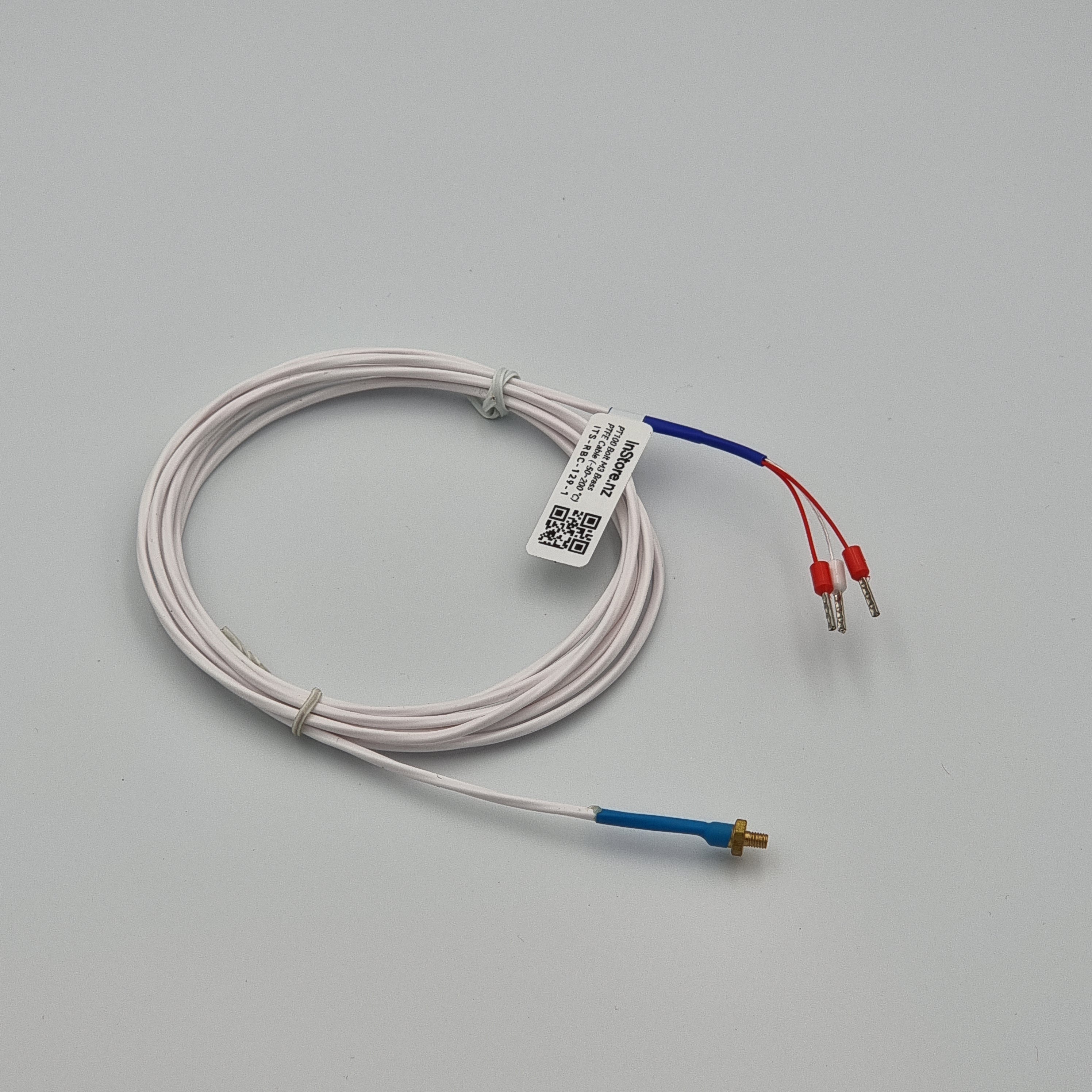PT100 Bolt M3 Brass with PTFE Cable [-50...200°C] – inStore Ltd